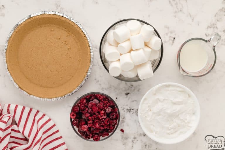 NO-BAKE RASPBERRY MARSHMALLOW PIE - Butter with a Side of Bread