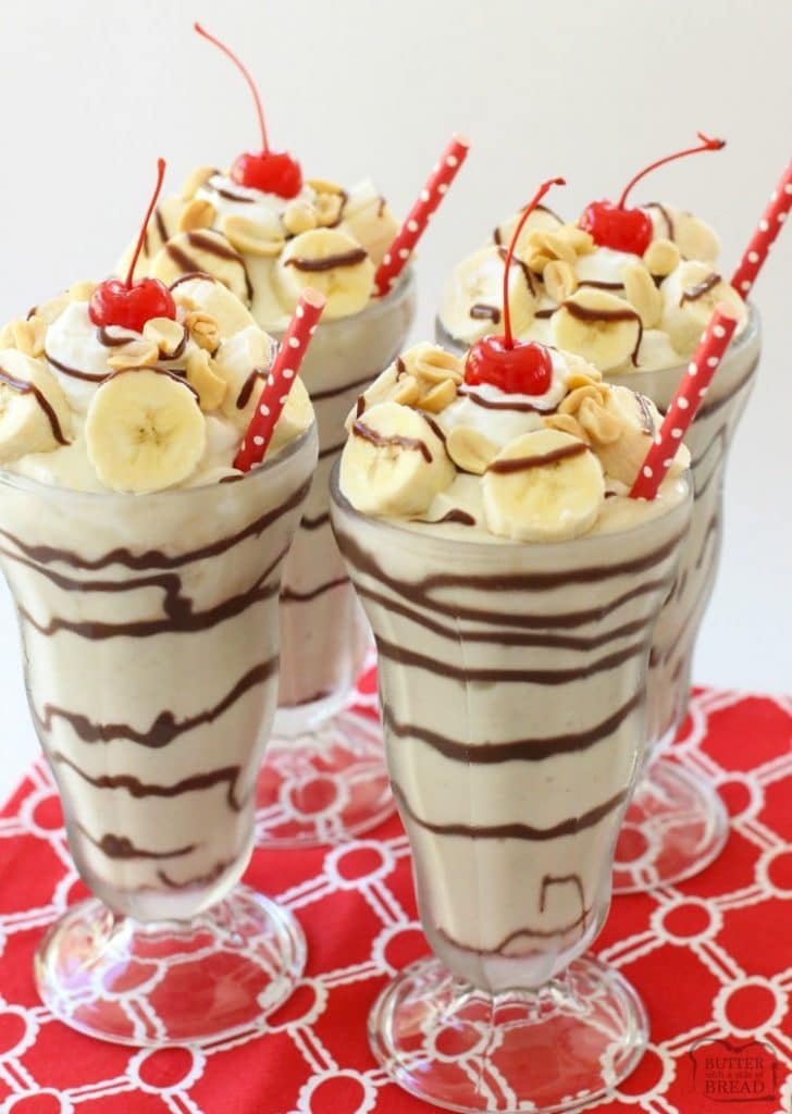 BANANA SPLIT MILKSHAKES - Butter with a Side of Bread