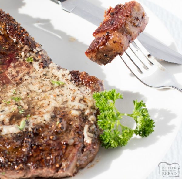 GARLIC BUTTER PAN FRIED STEAK - Butter with a Side of Bread