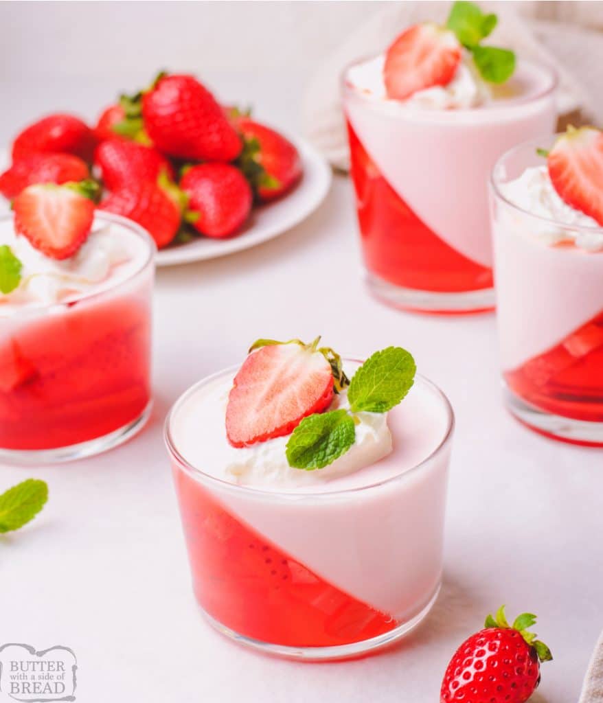 STRAWBERRY JELLO PARFAITS - Butter with a Side of Bread
