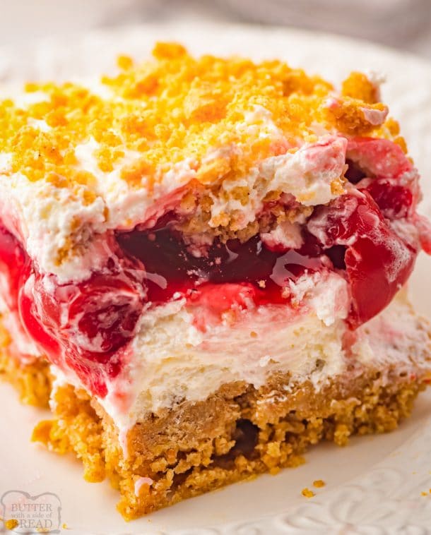 NO-BAKE CHERRY LUSH DESSERT - Butter with a Side of Bread