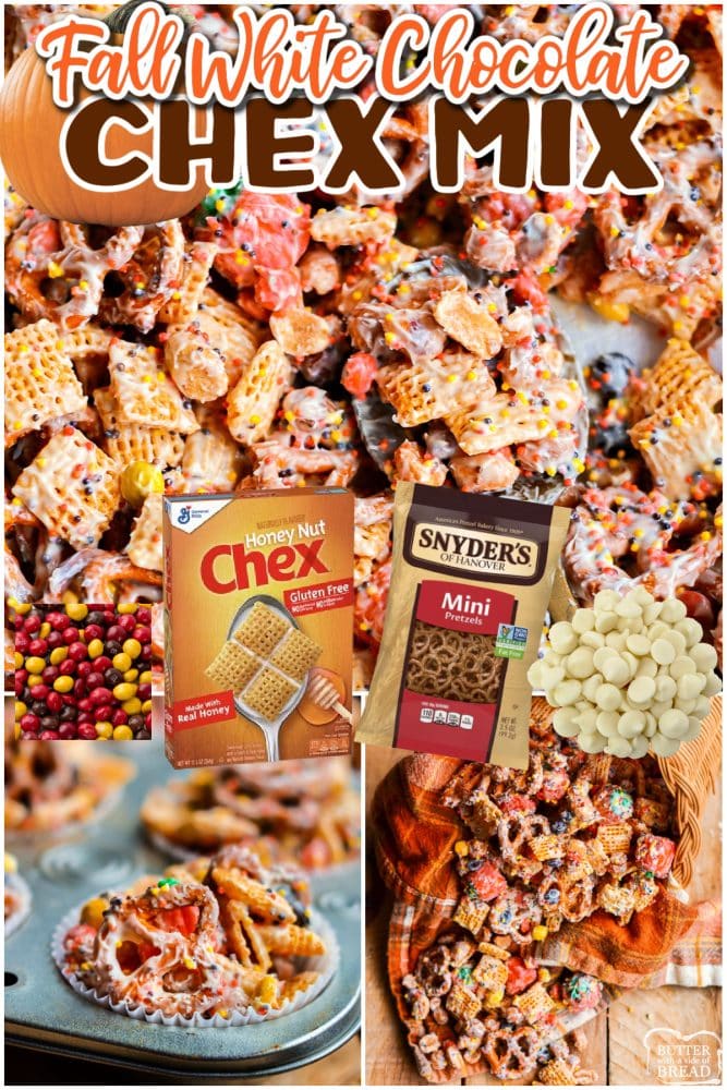 FALL WHITE CHOCOLATE CHEX MIX - Butter with a Side of Bread