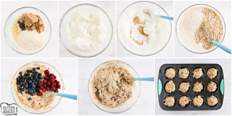 HIGH PROTEIN DOUBLE BERRY MUFFINS - Butter with a Side of Bread