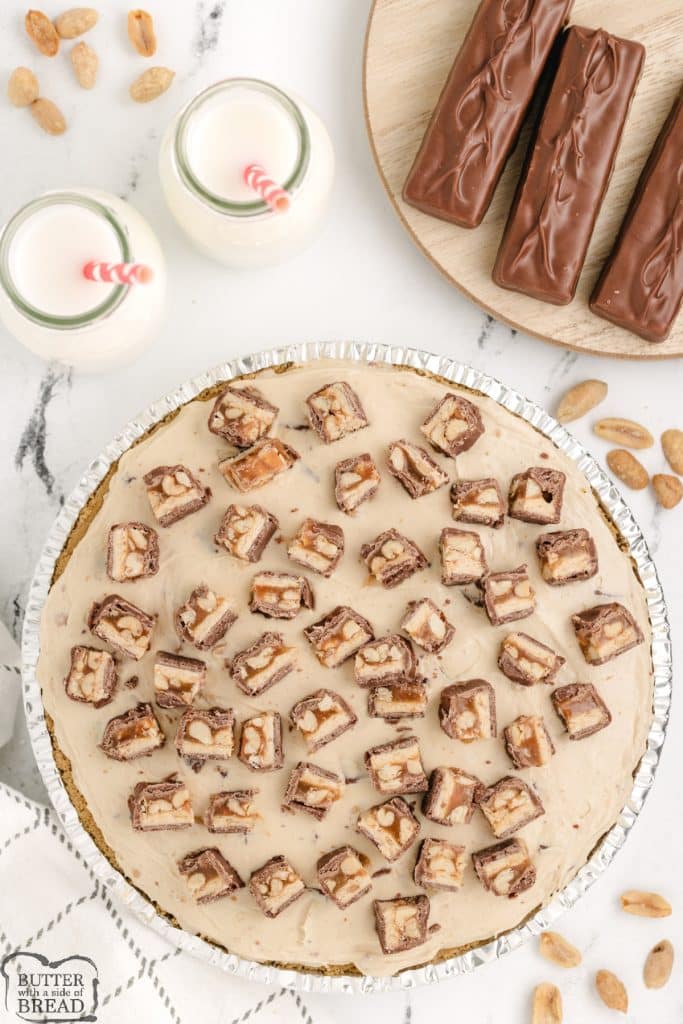 NO BAKE SNICKERS PIE - Butter with a Side of Bread