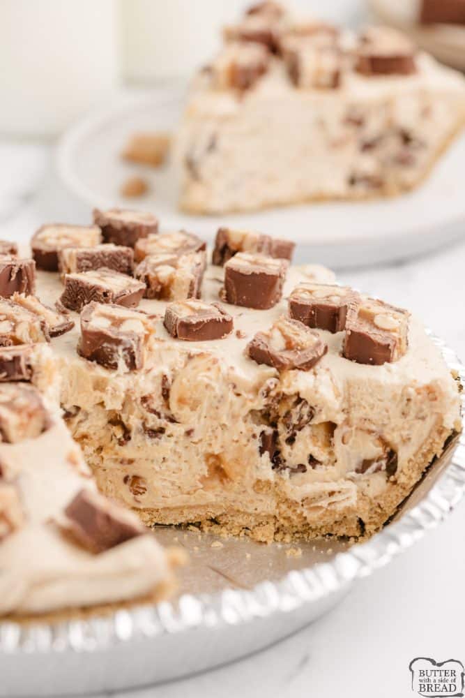 NO BAKE SNICKERS PIE - Butter with a Side of Bread