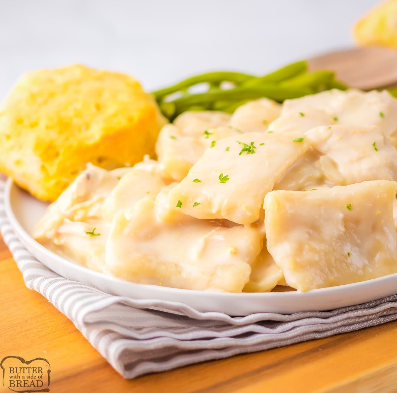 COPYCAT CRACKER BARREL CHICKEN AND DUMPLINGS - Butter with a Side of Bread
