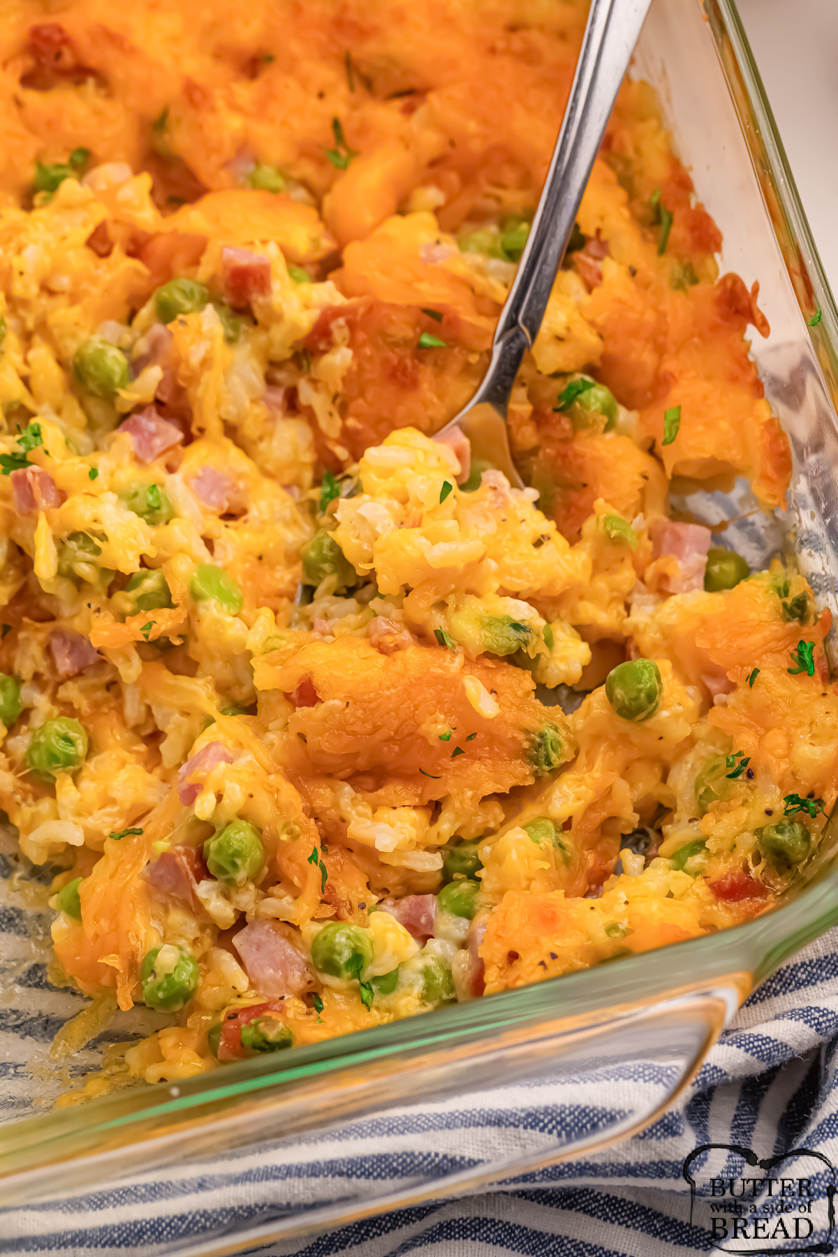 CHEESY HAM AND PEA CASSEROLE - Butter with a Side of Bread