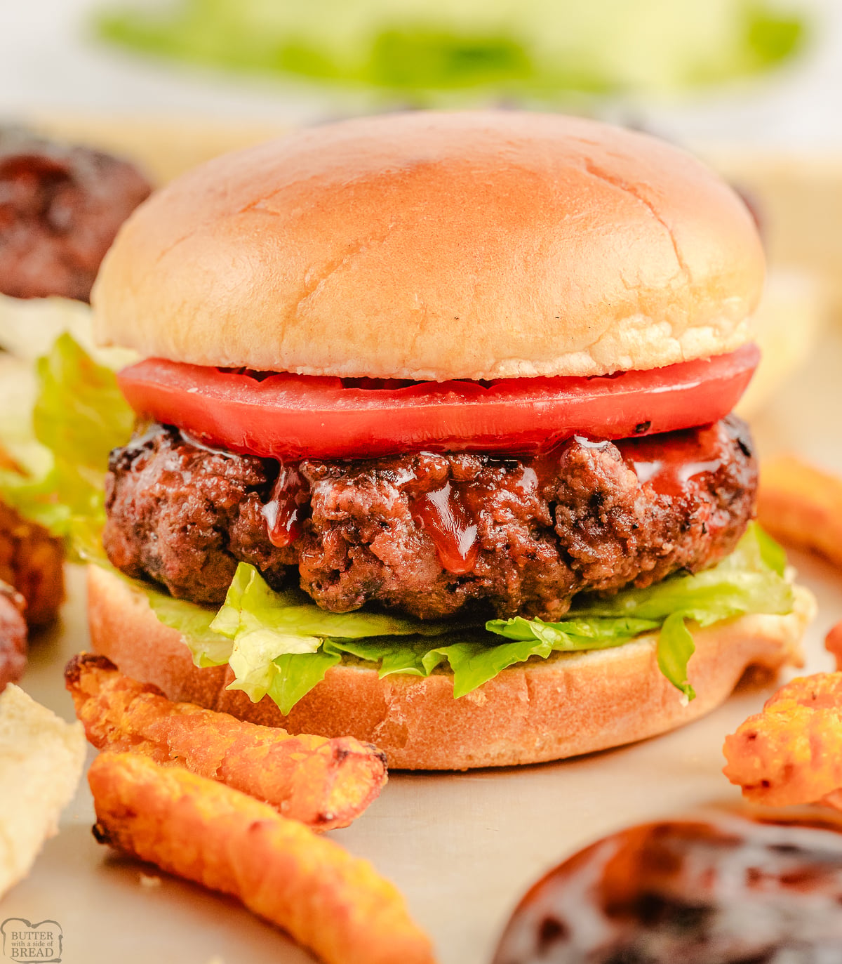 GLAZED DR.PEPPER BURGERS - Butter with a Side of Bread